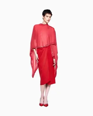 Giorgio Armani Silk Cape With Crystal Detail