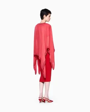 Giorgio Armani Silk Cape With Crystal Detail