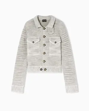 Giorgio Armani Viscose And Linen Knit Blouson