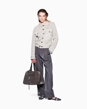 Giorgio Armani Viscose And Linen Knit Blouson