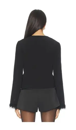 L'academie Eirah Cropped Jacket With Feather Trim