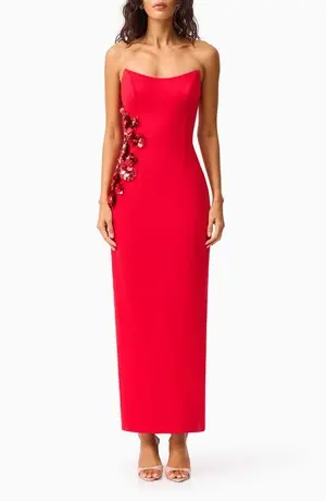 ELLIATT Yasmine Strapless Embellished Ponté Gown