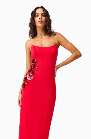 ELLIATT Yasmine Strapless Embellished Ponté Gown