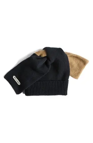 JW Anderson Knotted Colorblock Wool Beanie - Navy
