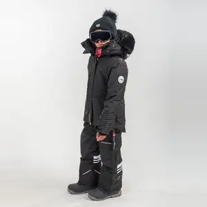 ÖSNO Snowsuit With Faux Fur Trim - With Charcoal Black Fur