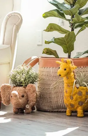 LIKHA Safari Animal Coco Coir Planters - Brown