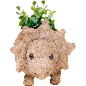 LIKHA Dinosaur Coco Coir Planters Brown Baby Triceratops