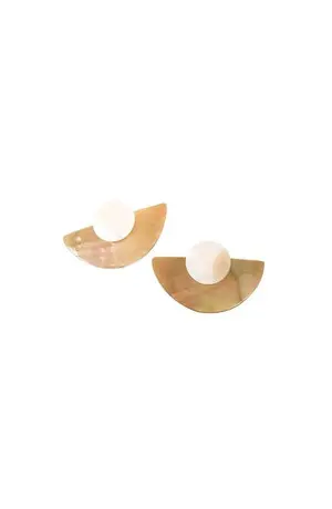LIKHA Geometric Mother-of-pearl Stud Earrings Set - Light Two-tone