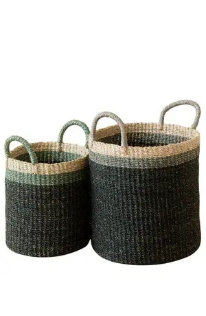 LIKHA Cylinder Floor Basket With Handles Black