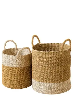 LIKHA Cylinder Floor Basket With Handles - Mustard