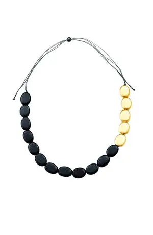 LIKHA Guija Wooden Necklace - Charcoal & Gold