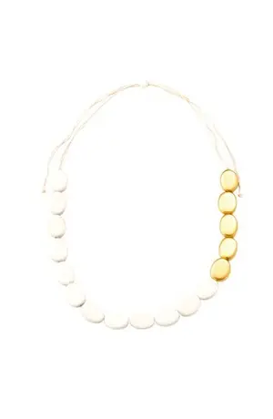 LIKHA Guija Wooden Necklace - White & Gold