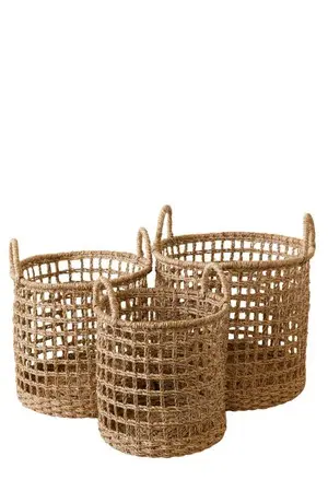 LIKHA Open Weave Cylinder Basket With Handles - Natural