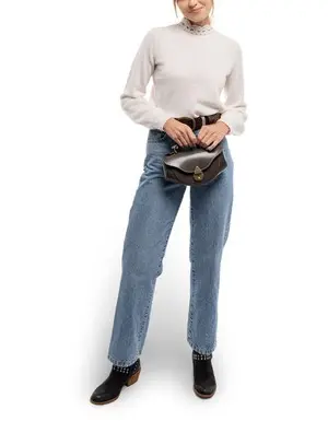 OLD TREND Azalea Genuine Leather Crossbody Bag With Push Lock Closure - Grey