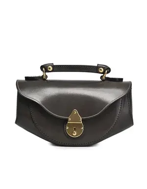OLD TREND Azalea Genuine Leather Crossbody Bag With Push Lock Closure - Grey