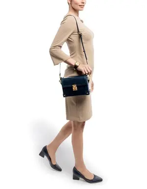 OLD TREND Azalea Leather Crossbody - Navy