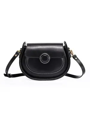 OLD TREND Begonia Genuine Leather Compact Crossbody - Black