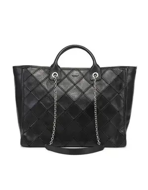 OLD TREND Mermaid Genuine Leather Oversized Tote - Black