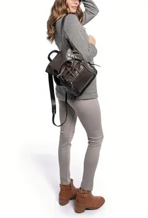 OLD TREND Ficus Leather Backpack - Grey