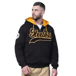 STARTER Pittsburgh Steelers Big Shot Full-zip Double Hoodie - Black