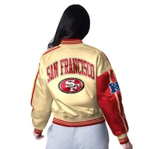 STARTER San Francisco 49ers Zone Blitz Cropped Satin Jacket