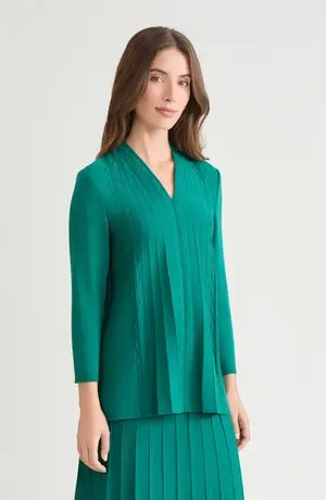 Ming Wang Tonal Multi-stitch Flared Soft Knit Tunic