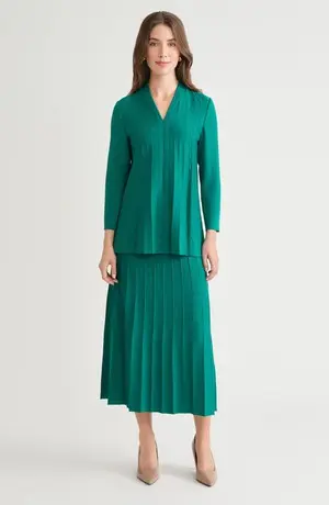 Ming Wang Tonal Multi-stitch Flared Soft Knit Tunic