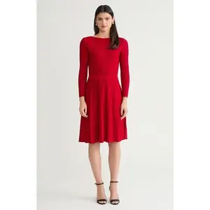 Ming Wang Fit-and-flare Ribbed Knit Dress - Holiday