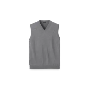 PAUL FREDRICK Supima Cotton V-neck Vest - Medium Grey