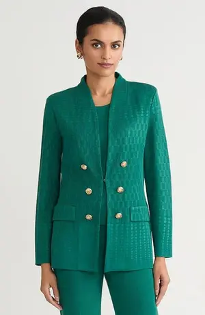 Ming Wang Multi-stitch Knit Tailored Jacket