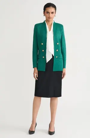 Ming Wang Multi-stitch Knit Tailored Jacket