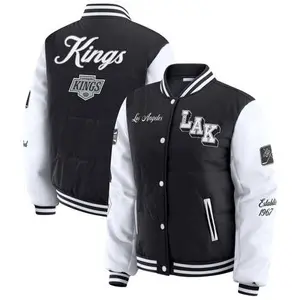 WEAR BY ERIN ANDREWS White Los Angeles Kings Varsity Full-snap Puffer Jacket - Black