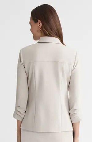 Ming Wang Heritage Stretch Deco Crepe Scrunch Sleeve Jacket