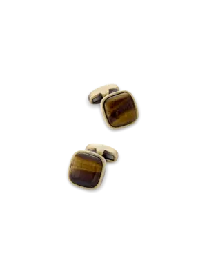 PAUL FREDRICK Tigers Eye Cufflinks - Brown