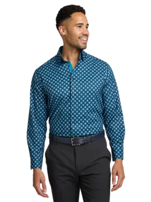 PAUL FREDRICK Performance Stretch Medallion Casual Shirt