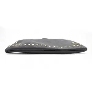 BOLSA NOVA Studded Italian Leather Clutch - Black