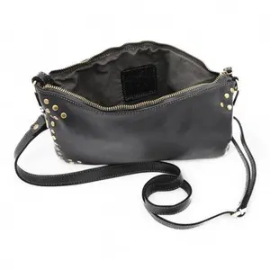 BOLSA NOVA Studded Leather Clutch With Wristlet And Crossbody Strap