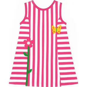FLORENCE EISEMAN Stripe Knit Dress With Appliqu - Fuchsia/white