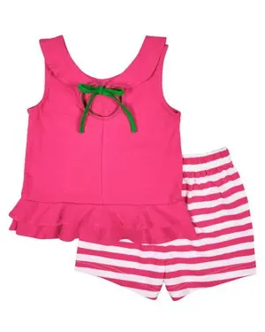 FLORENCE EISEMAN Knit Top With Flower And Short Set