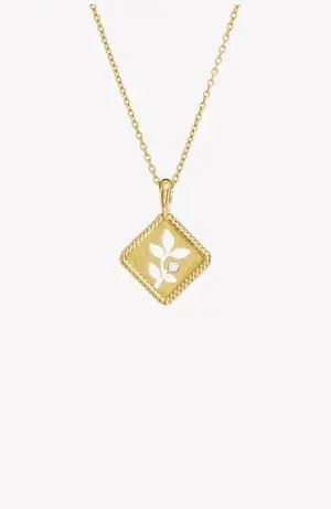 RIZEN JEWELRY Olive Leaf Pendant Necklace - 18k Gold Plated