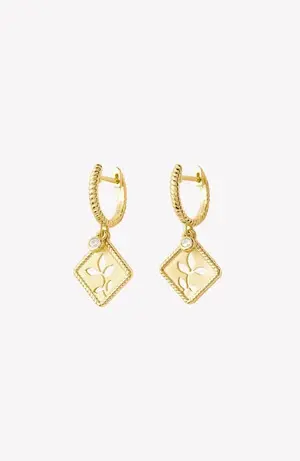 RIZEN JEWELRY Olive Leaf Hoop Earrings - 18k Gold Plated