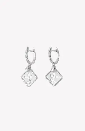 RIZEN JEWELRY Olive Leaf Hoop Earrings - Sterling Silver