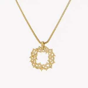 RIZEN JEWELRY Crown Of Thorns Pendant Necklace - 18k Gold Plated