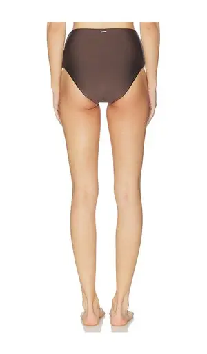 Simkhai Teya High Waisted Ruched Bikini Bottom - Chocolate