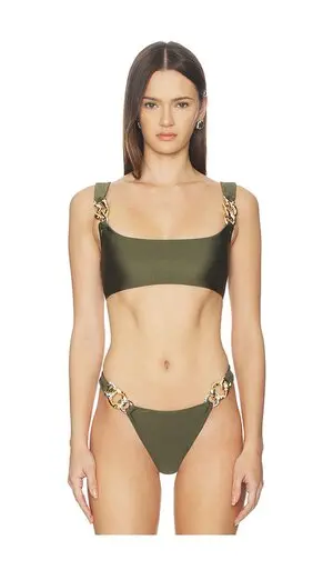 Simkhai Wilda Scoop Neck Tank Bikini Top - Fern