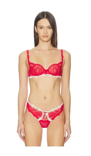 For Love & Lemons Fiona Lace Underwire Bra In ,white - Red