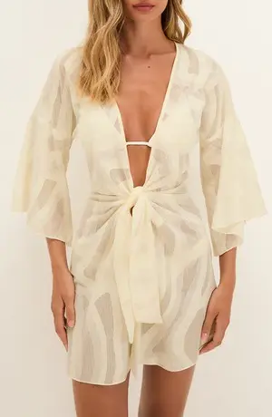 VIX PAULA HERMANNY Perola Tie Front Cover-up - Ivory