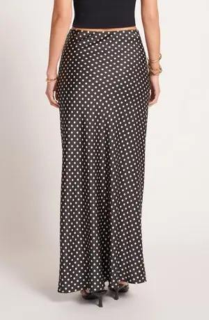 Matty M. Polka Dot Bias Cut Maxi Skirt