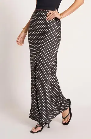 Matty M. Polka Dot Bias Cut Maxi Skirt