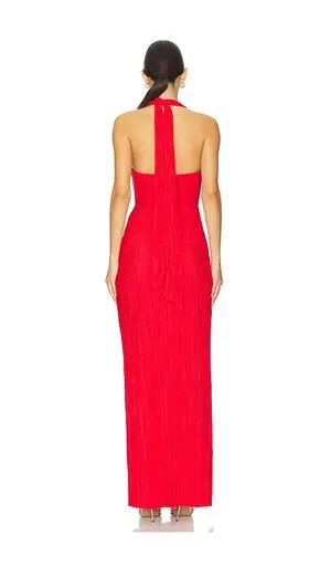 NOOKIE Gown With Halter Neck And Deep Front Split - Cherry